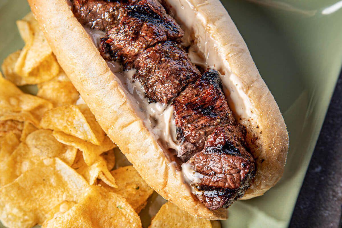 Beef Spiedie Steak Kabob Sandwich